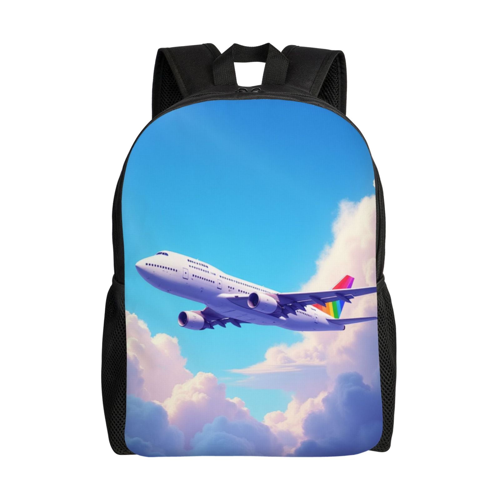 Commuter Rainbow Airplane In Sky With Clouds Laptop Backpack, Travel ...