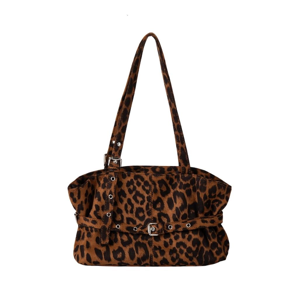 Commuters Friendly Suedes Bag Retro Leopards Design Large Capacity ...