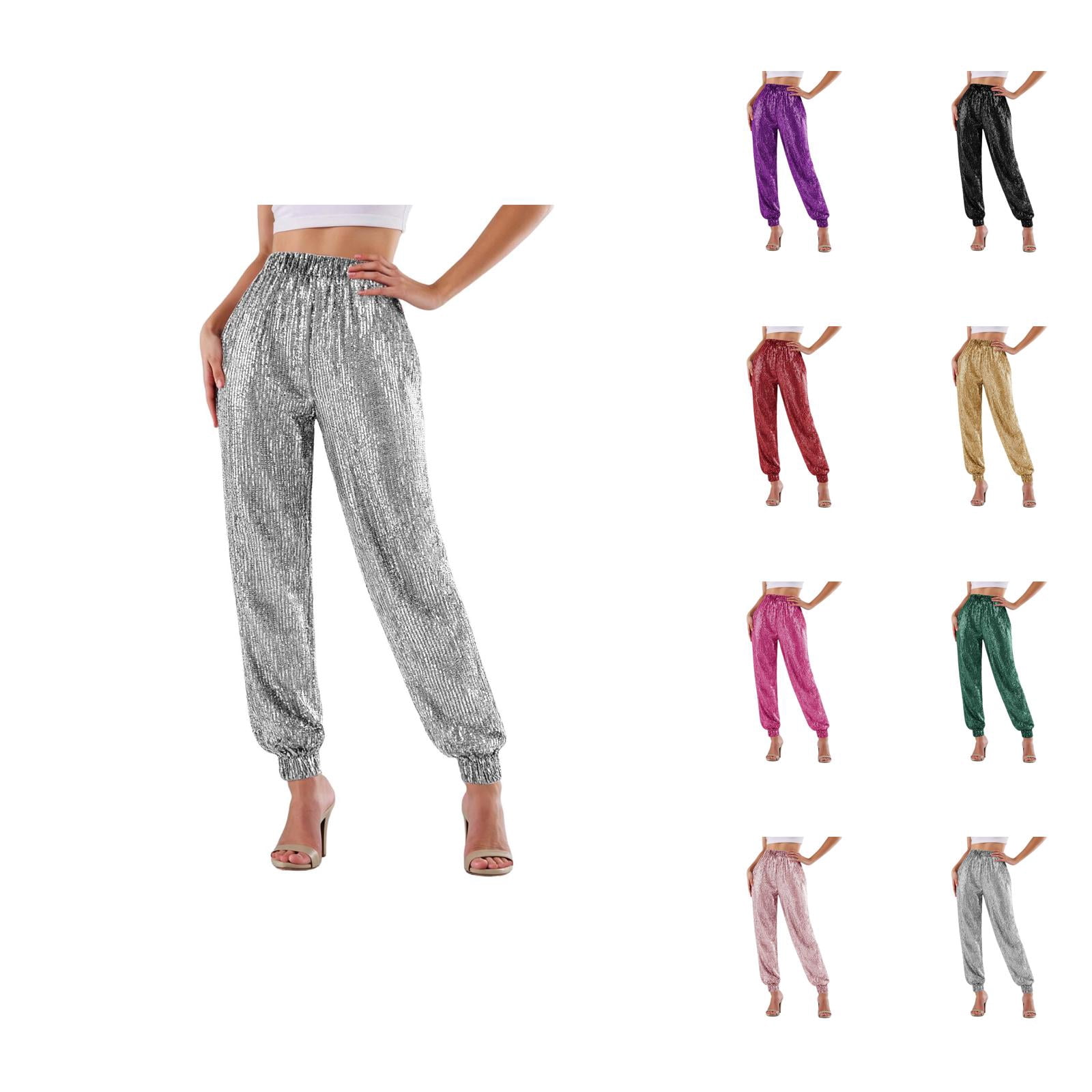 Commuting Sequined Fashionable Form-Fitting High-Waisted Casual Pants ...