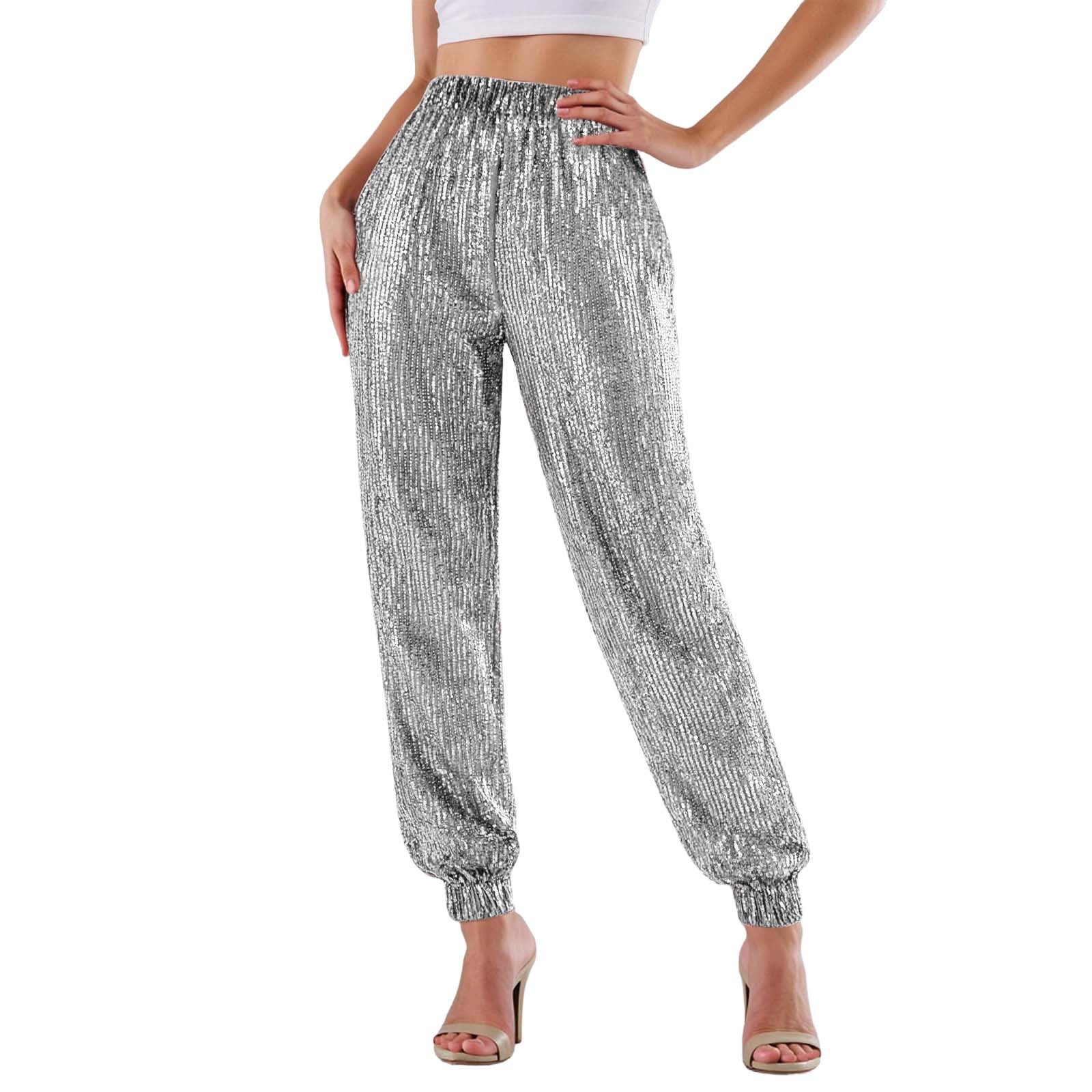 Commuting Sequined Fashionable Form Fitting High Waisted Casual Pants ...