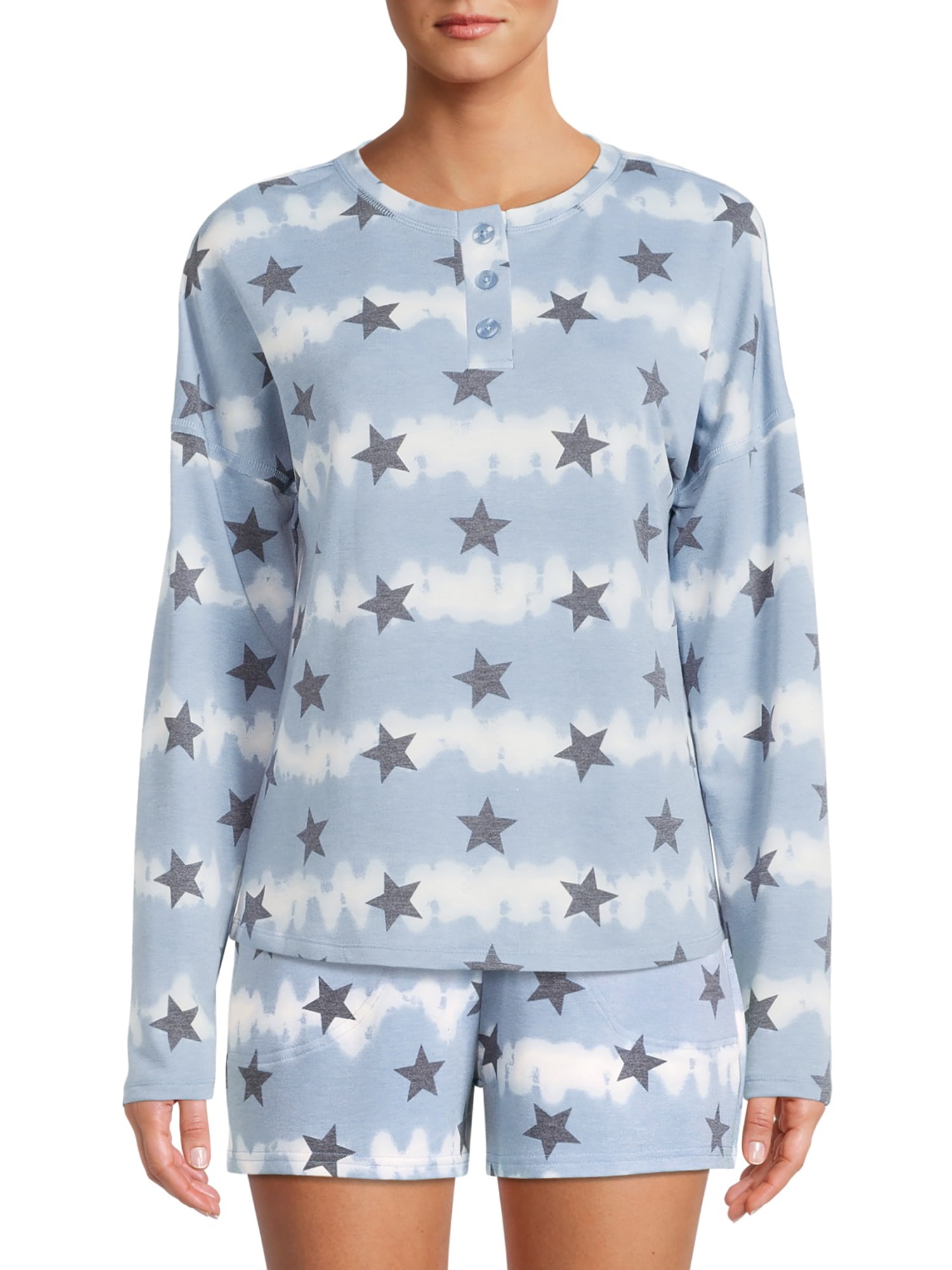 Como Blu Women's Active Raw Edge Henley Top - Walmart.com