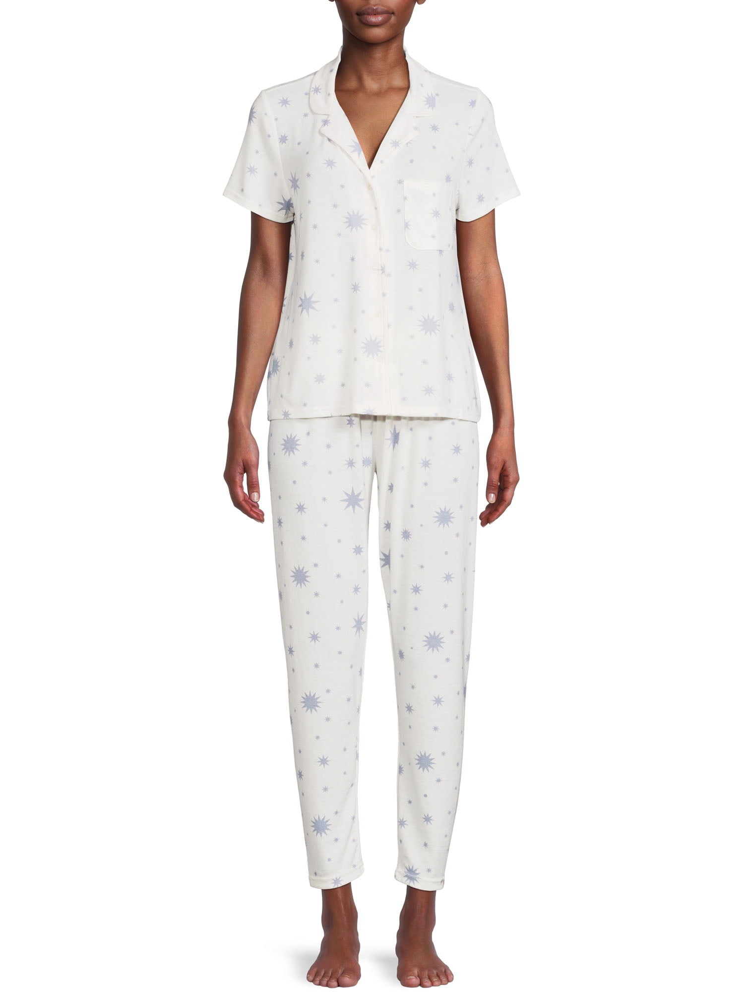 Como Blu Women's Notch Collar and Pants Sleep Set, 2-Piece - Walmart.com