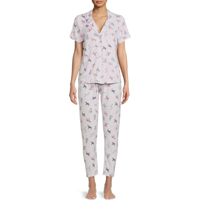 Como Blu Women's Notch Collar and Pants Sleep Set, 2-Piece - Walmart.com