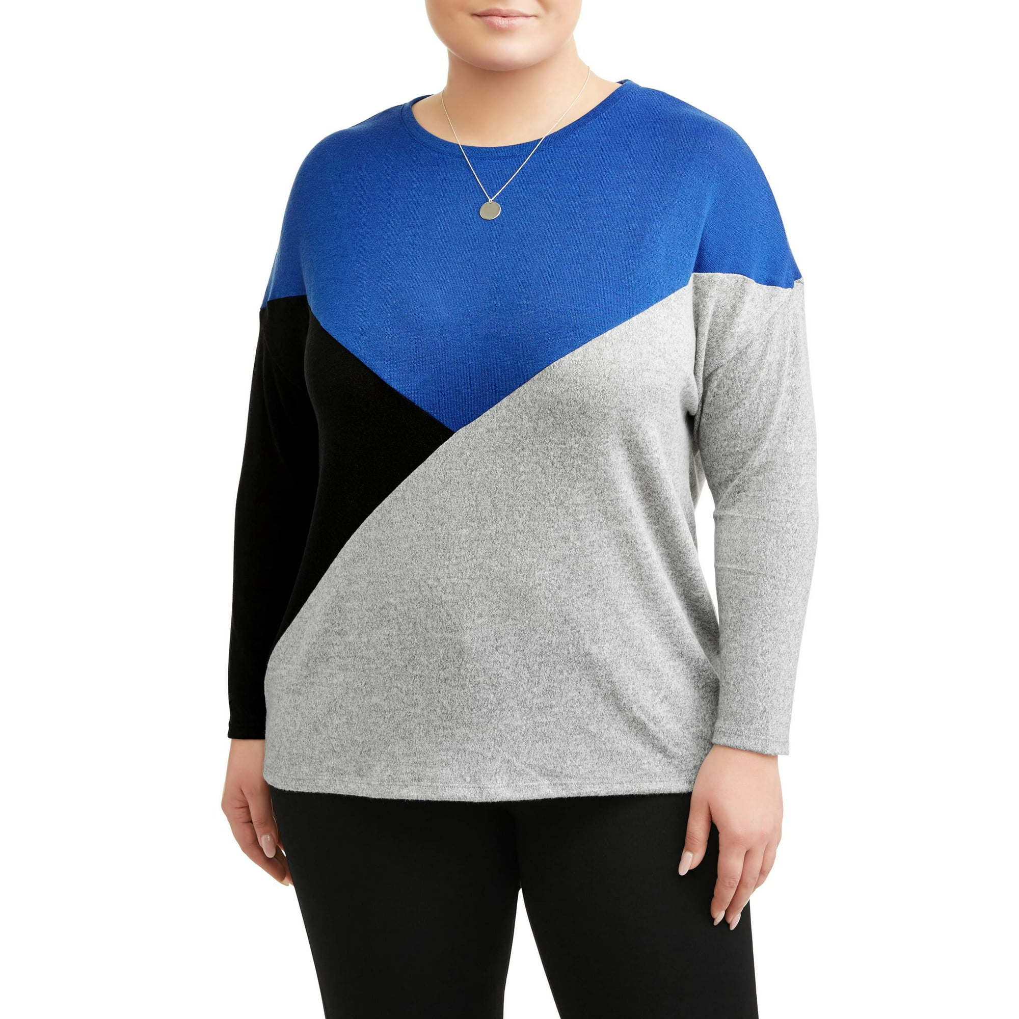 Como Blu Women's Plus Size Colour Block Top - Walmart.com