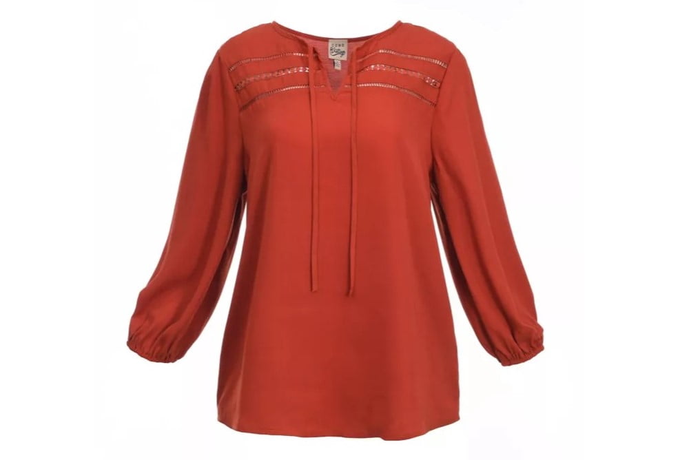 Como Vintage Womens' 3/4 Sleeve Crepe Crosshatch Peasant with Crochet ...