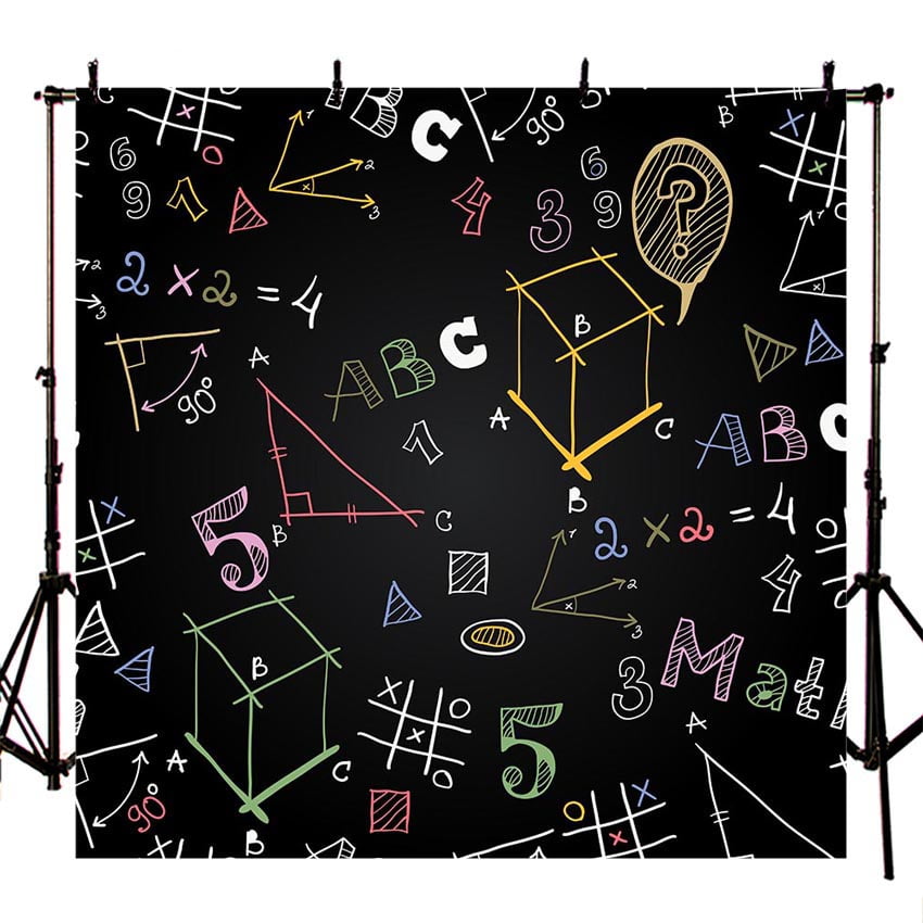 Comophoto Art Fabric Back To School Geometric Shapes Blackboard ...