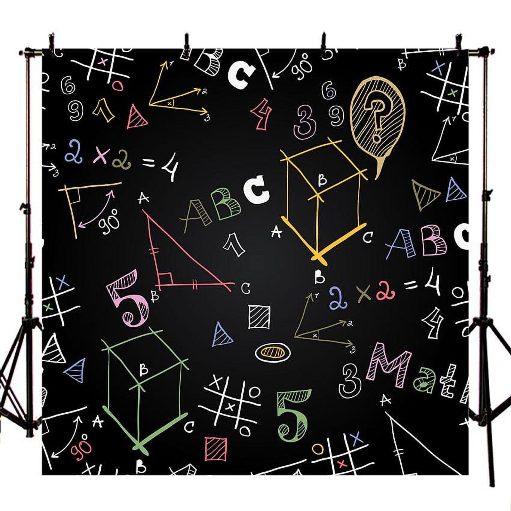 Comophoto Art Fabric Back To School Geometric Shapes Blackboard ...