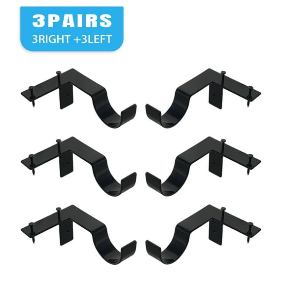 2 Pcs Curtain Rod Bracket Ceiling Pole Brackets Drapery Holder Iron ...