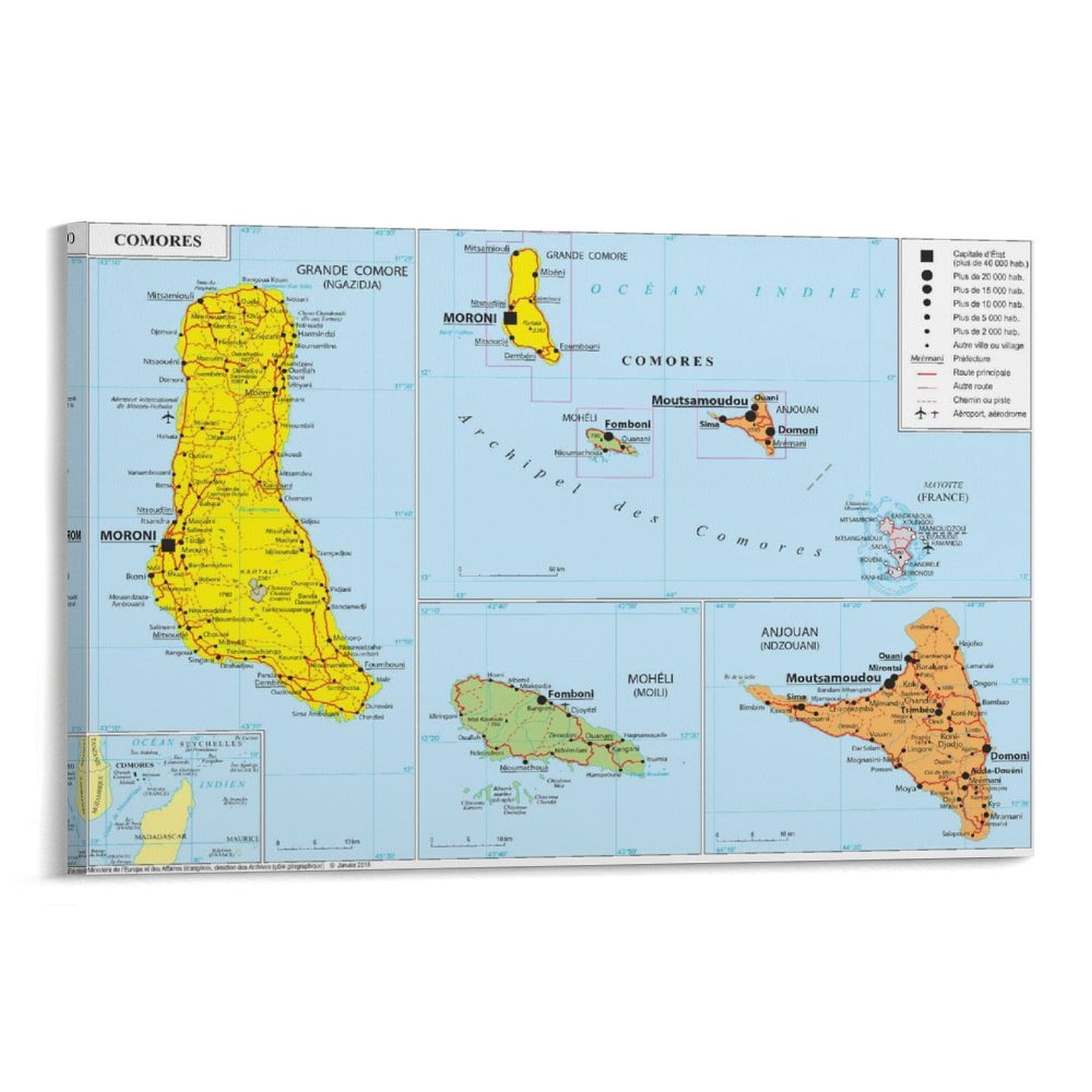 Comoros Map Poster Wall Art Picture Painting Poster Canvas Print ...