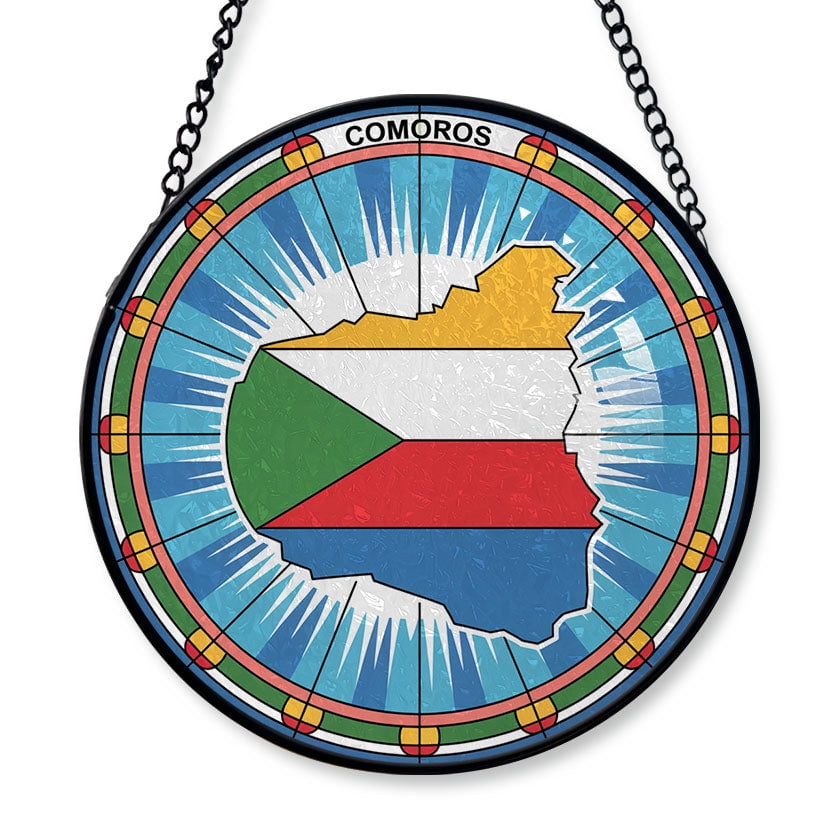 Comoros Travel Decor Suncatcher Stained Glass Window Hanging, Gift for ...