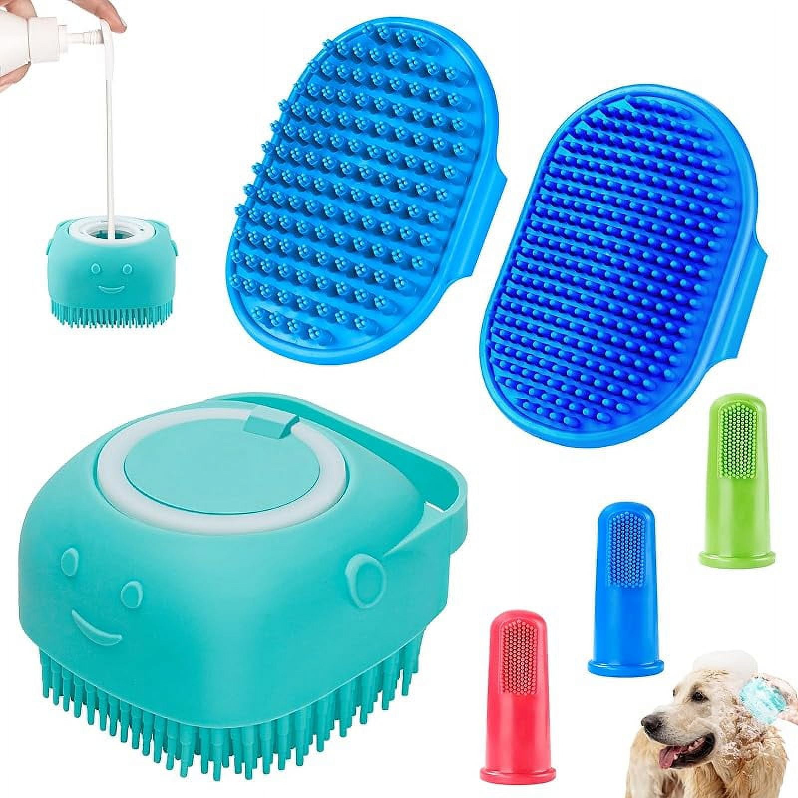 Comotech 6PCS Dog Bath Brush & Dog Toothbrush | Adjustable Handle Shampoo Brush & Scrubber for ...
