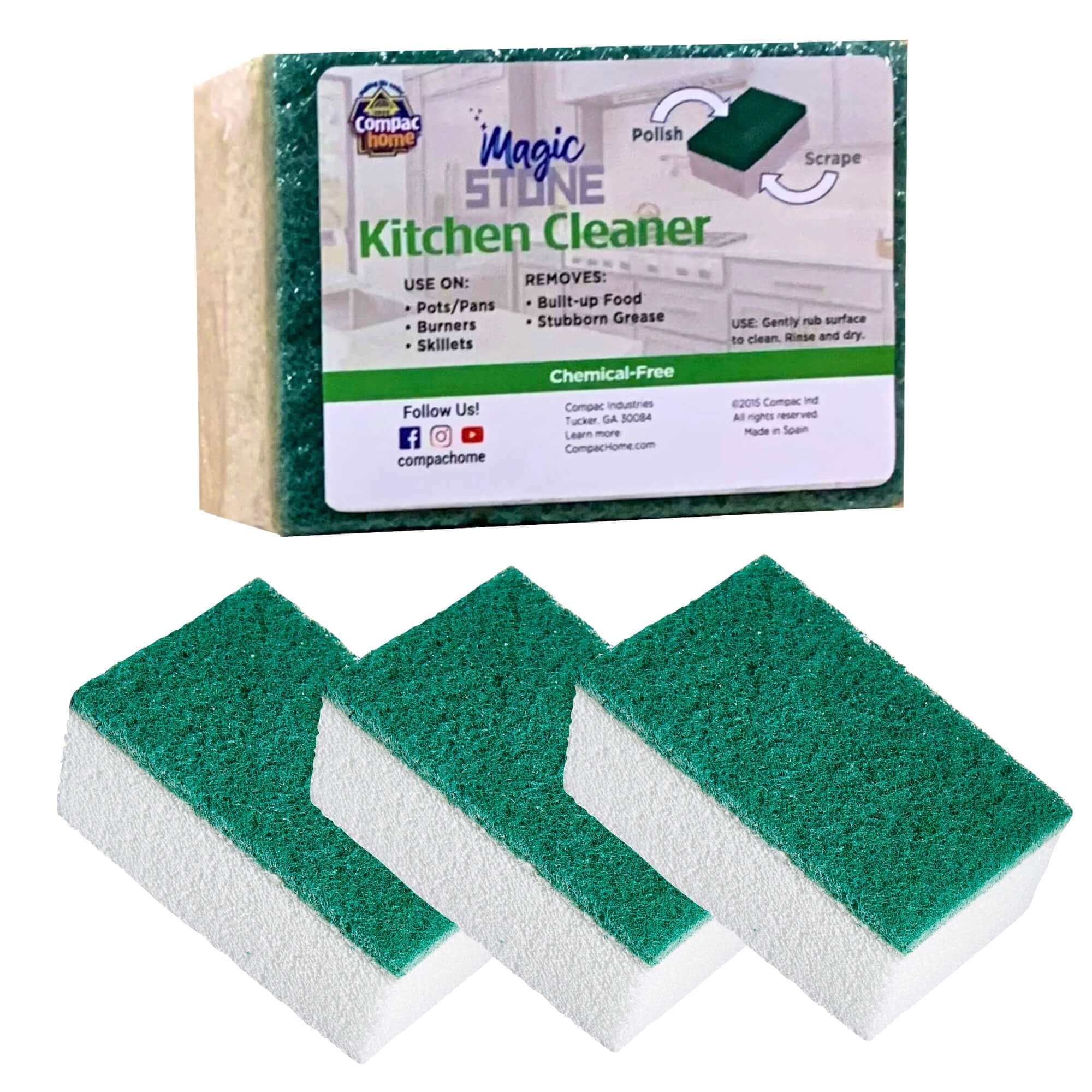 Compac Home Magic Stone 2-Sided Kitchen Scrubbing Pad for Pots, Trays ...