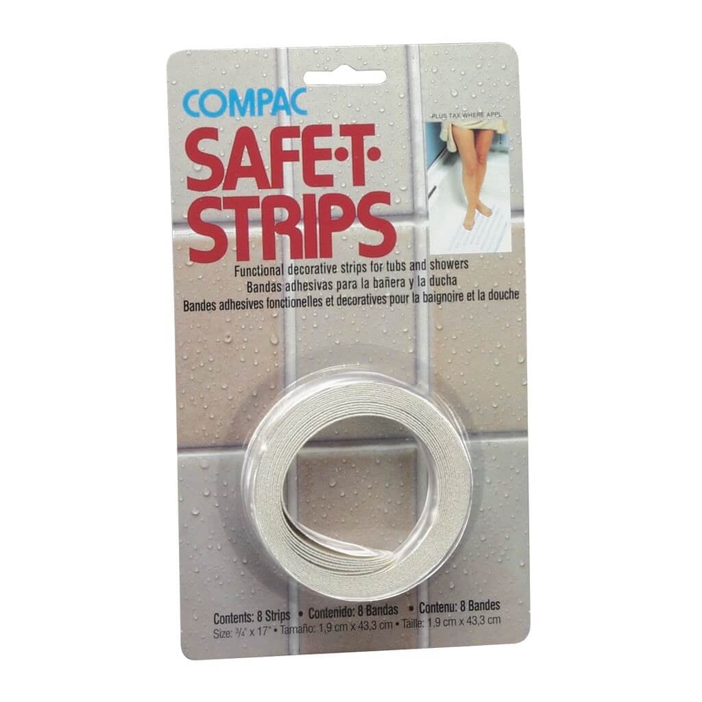 Compac Home Safe-T-Strips Adhesive Non-Slip Bath Treads, White, 17in ...