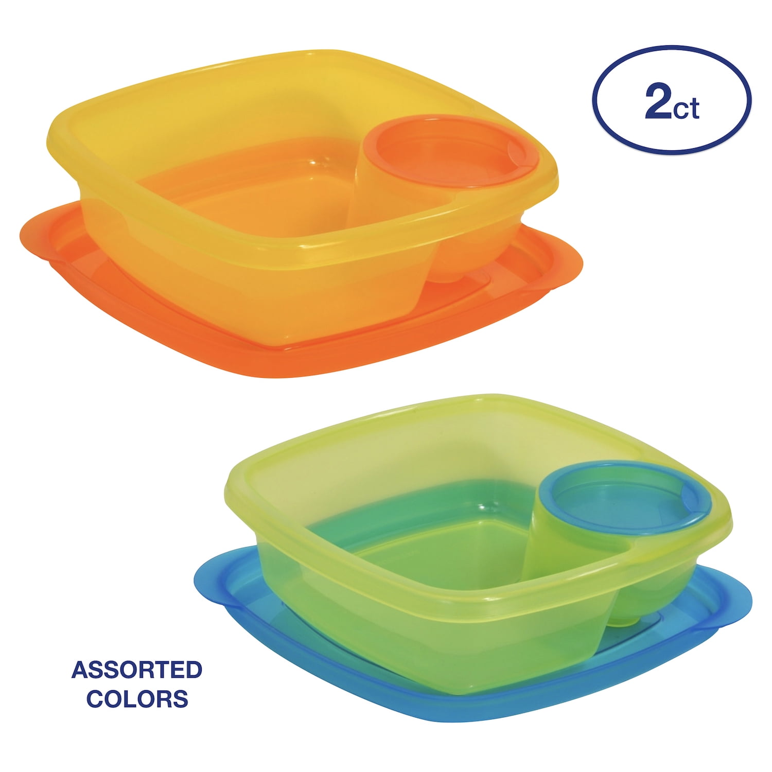 Compac Home 2-Pack BPA-Free Food Storage Snack Container with Lid, Dip ...
