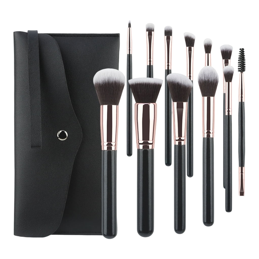 Compact 12 Pieces Cosmetic Brush Set Travel Face And Eye Makeup Brushes ...