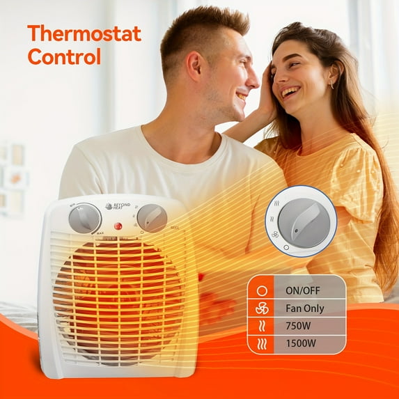 Compact 1500W Portable Space Heater with Adjustable Thermostat ...