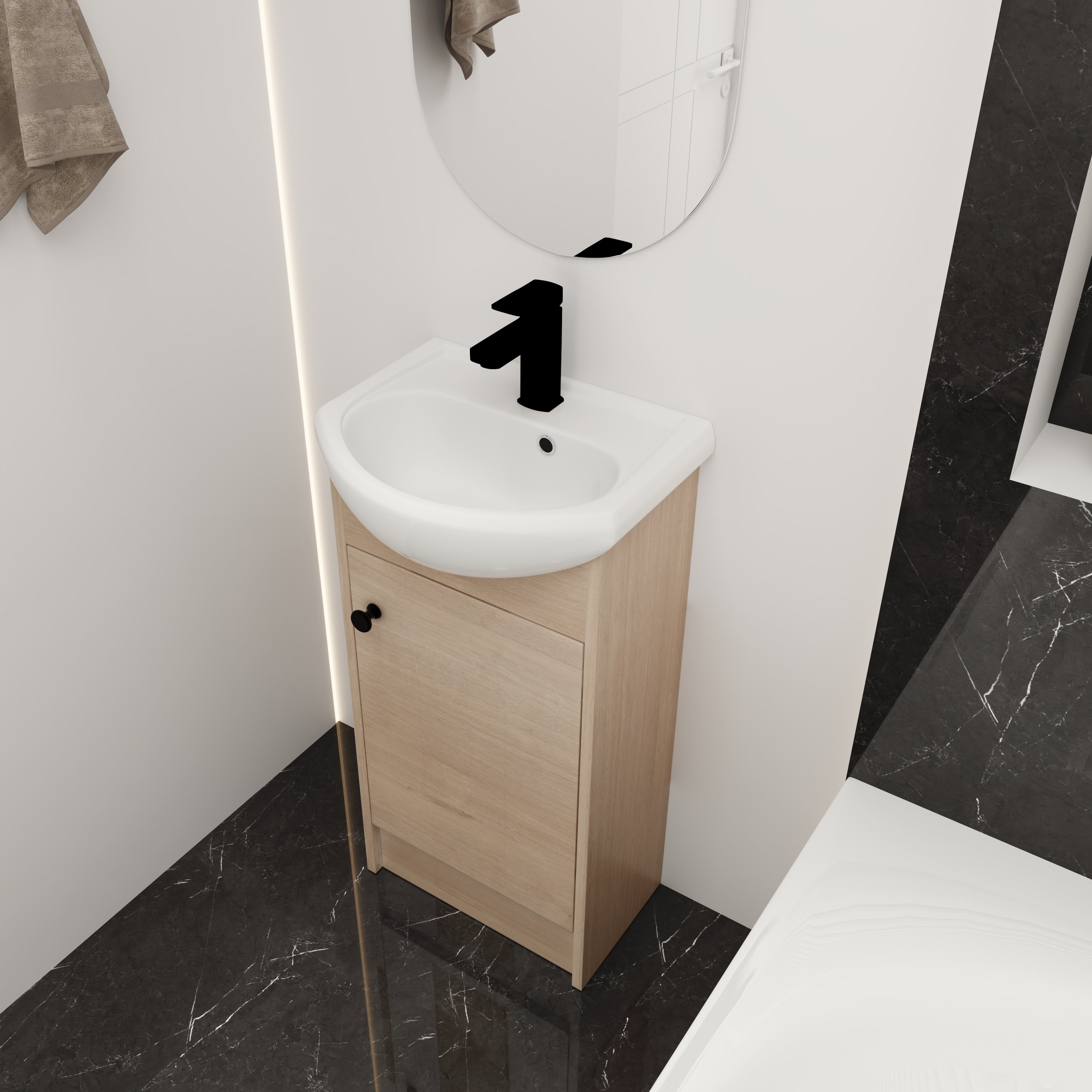 Compact 18 Inch Bathroom Vanity with Sink Combo - Modern Design, Space ...