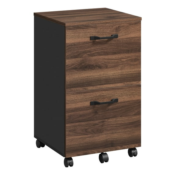 Walnut File Cabinet, Modern 2 Drawers, Rolling Filing Cabinet Wood ...