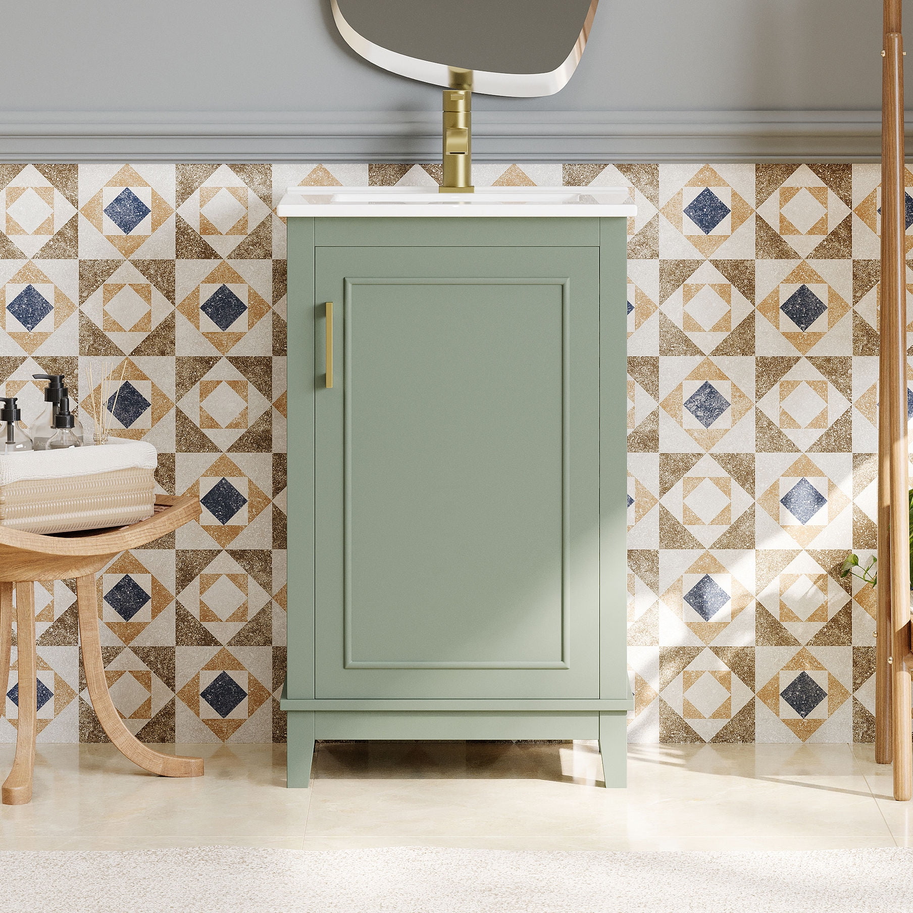 Compact 20-Inch Bathroom Vanity | Solid Wood Construction | Double ...