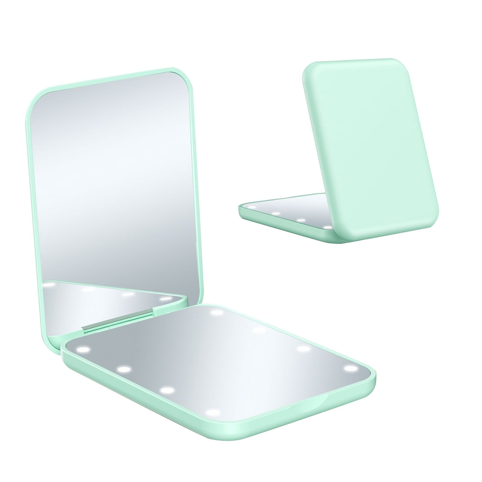 Compact 2X Magnification LED Illuminated Travel Makeup Portable Folding ...