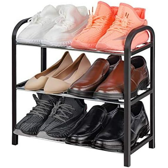 Compact 3-Tier Shoe Rack Organizer - Sturdy Metal Frame, Vertical ...