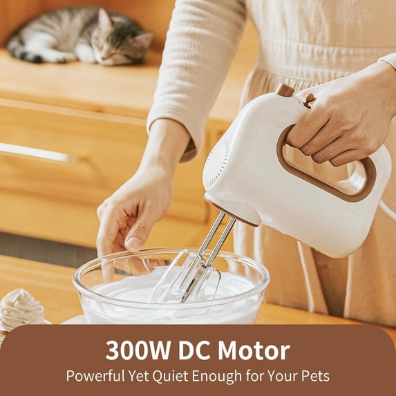 Compact 300W Electric Hand Mixer with Quiet DC Motor, Lightweight ...