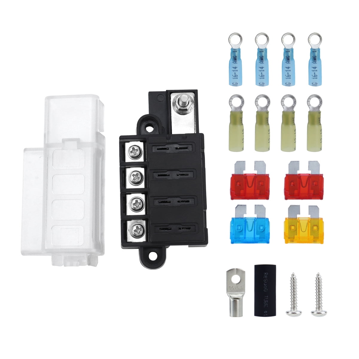 Compact 4-Way Fuse Box With Cover Fuse Block Fuse Box With Single ...