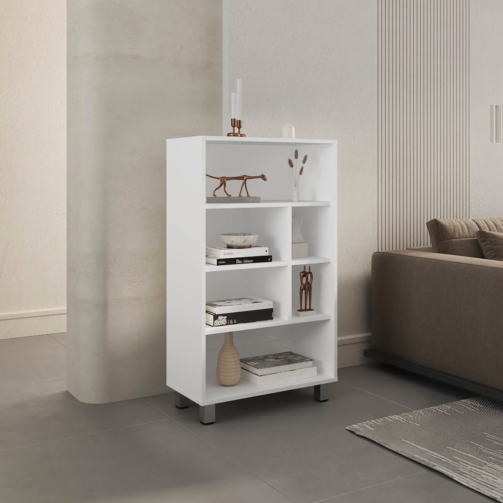 Compact 40" Tall Cabinet with 6 Cubbies and 4 Shelves / Ample Storage ...