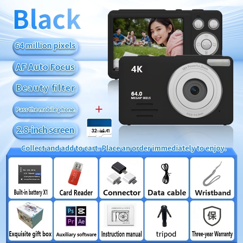 Compact 4K Ultra HD Digital Card Camera CCD Mini Digital SLR Camera ...