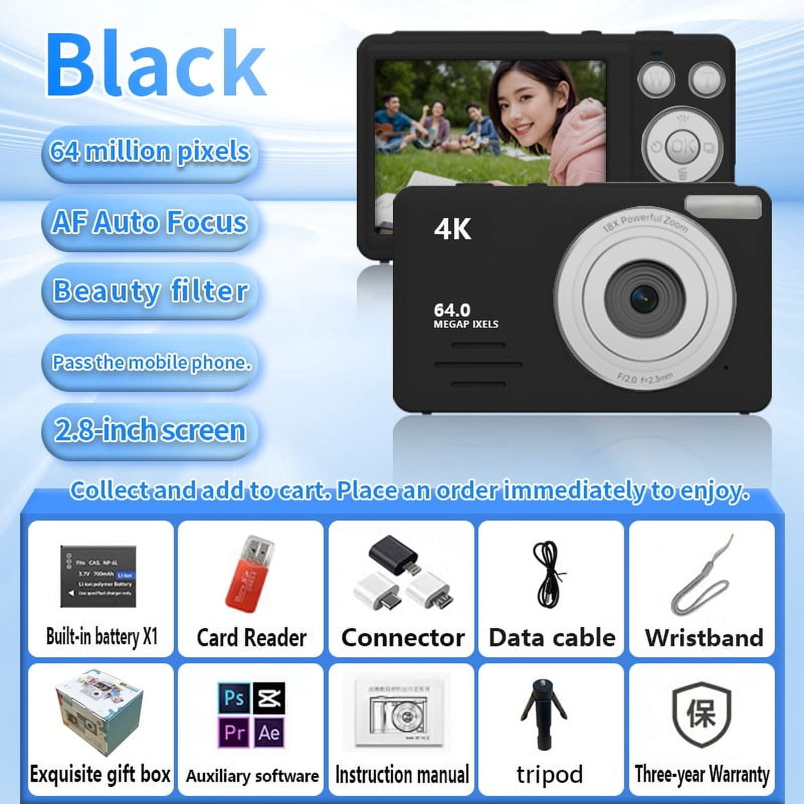 Compact 4K Ultra HD Digital Card Camera CCD Mini Digital SLR Camera ...