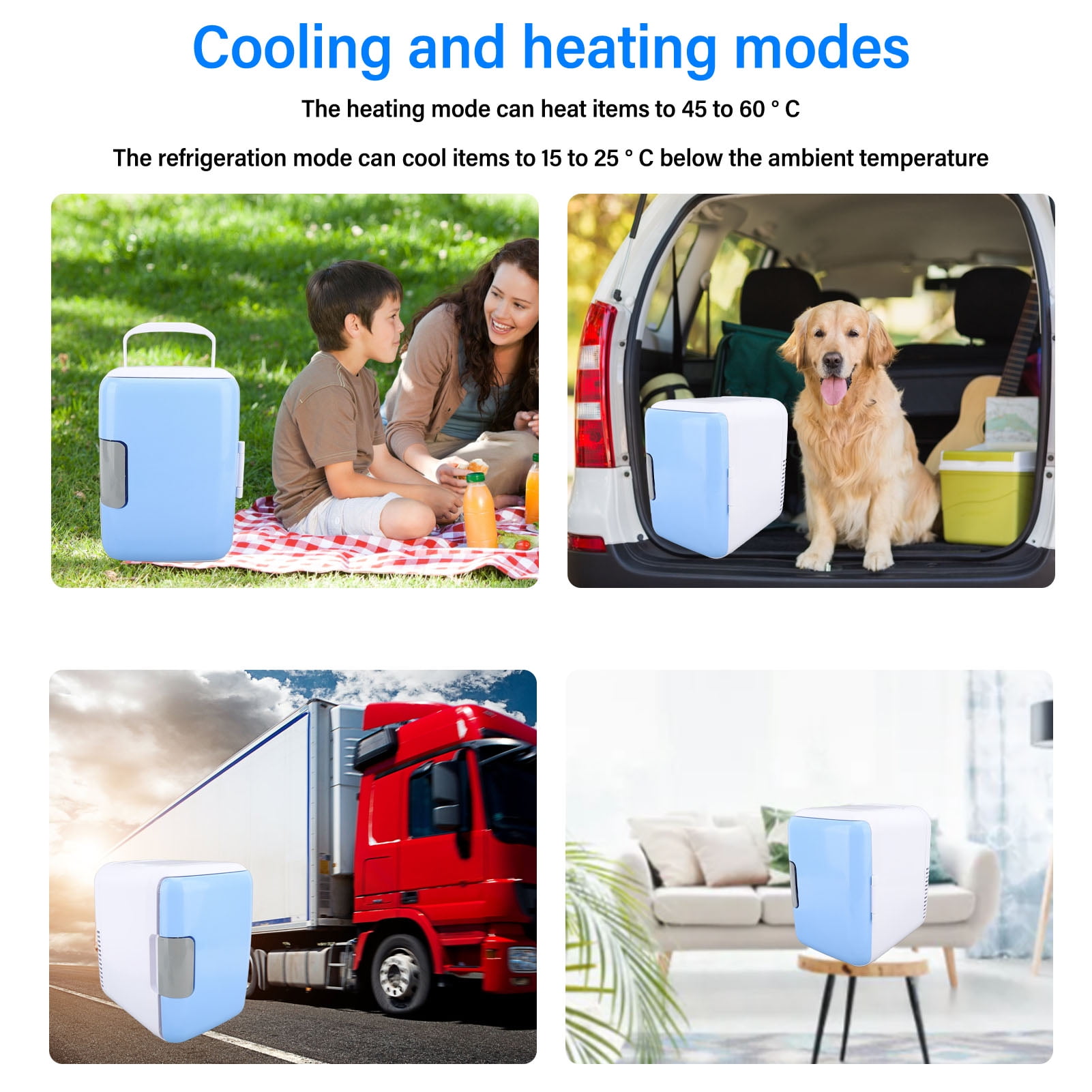Compact 4L Refrigerator, DC 12V Powered, Keeps Drinks Snacks Cold Or ...