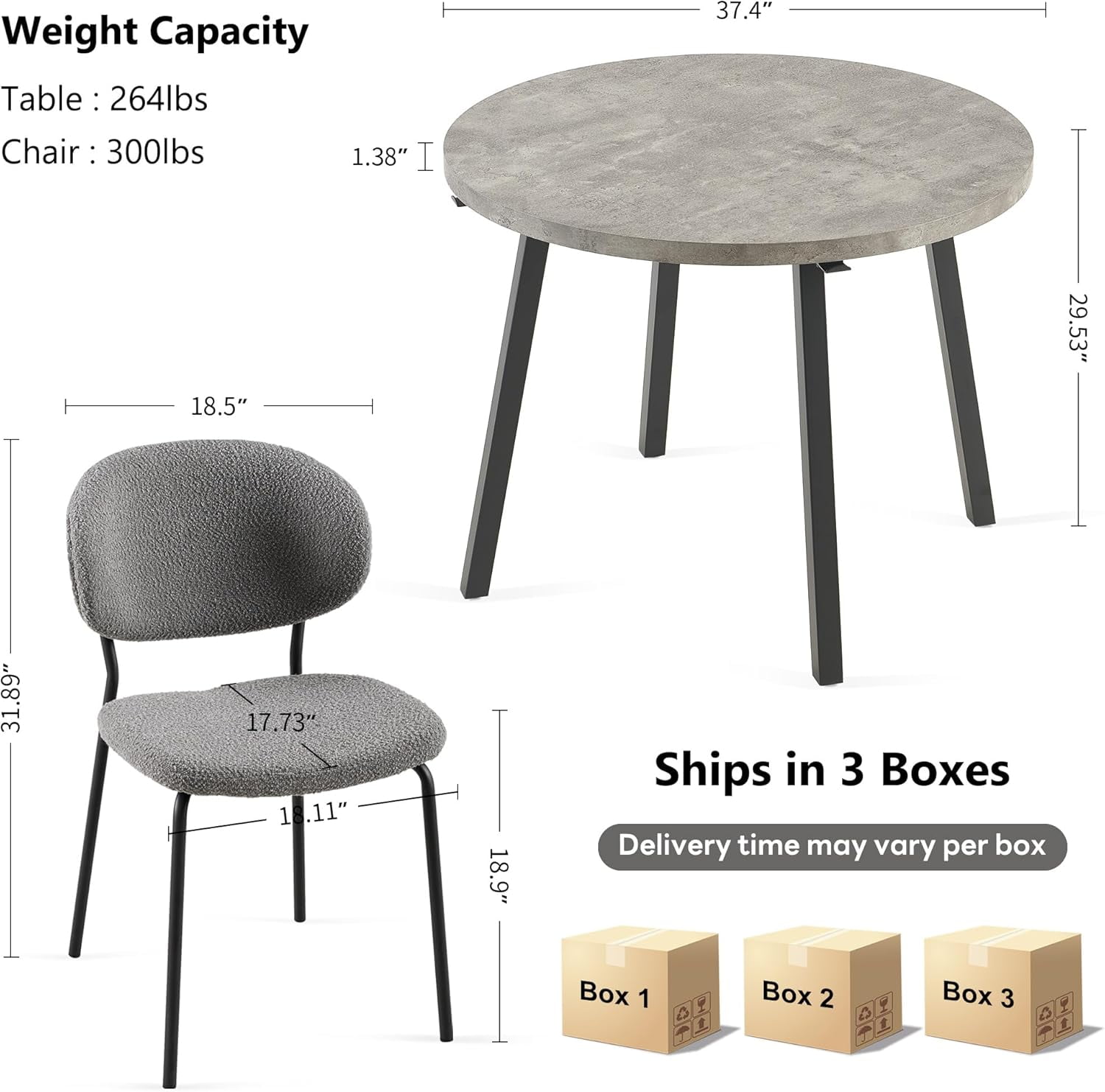 Compact 5-Piece Round Dining Table Set with Wood Table and Chairs for ...
