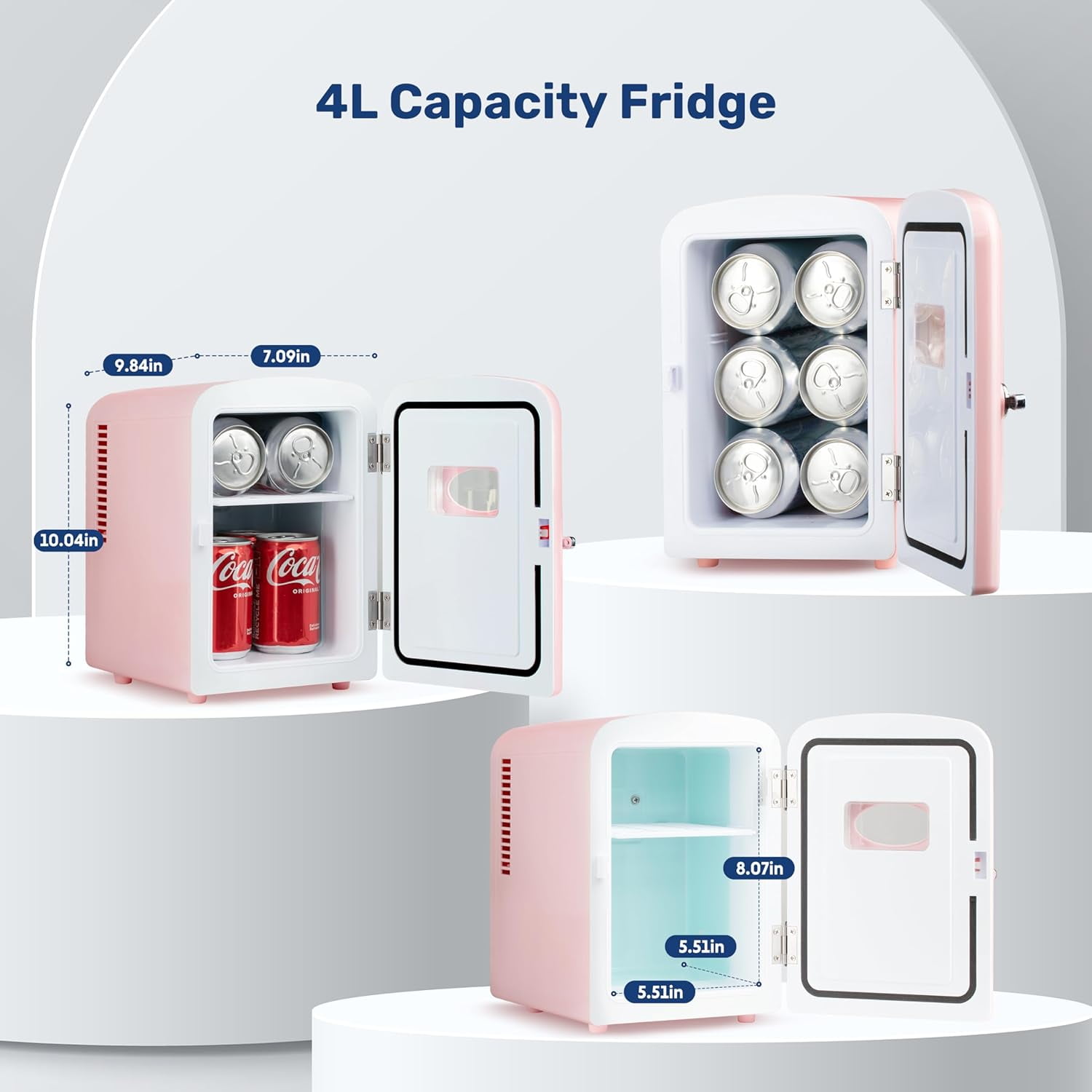 Fridge with Observation Window, 4L Portable Cooler & Warmer for 6 Cans ...