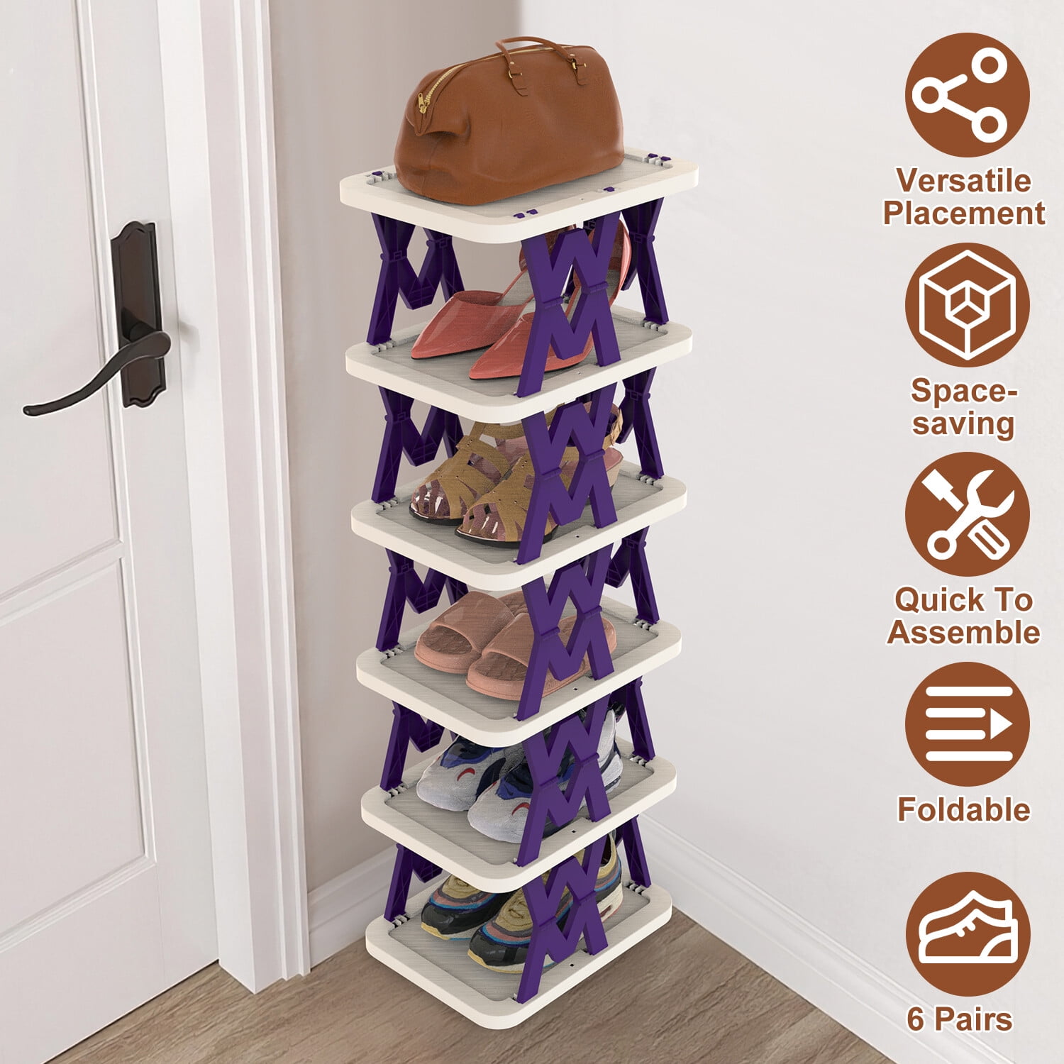 Compact 6 Tier Shoe Rack Organizer in Space-Saving Design for Bedroom ...