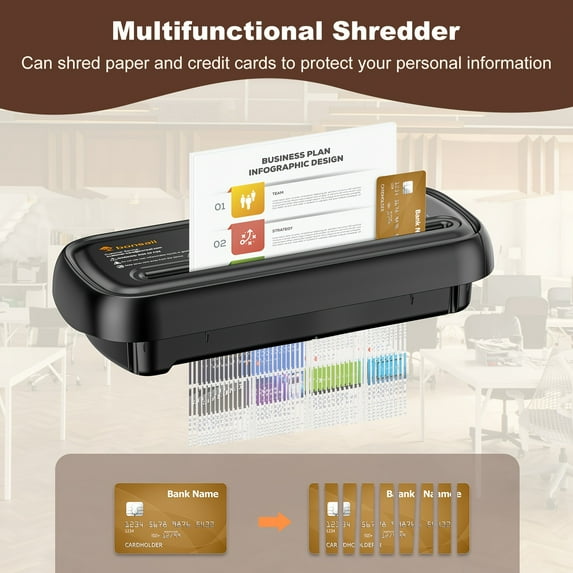 Compact 6-sheet Strip-cut Paper Shredder. Featuring Overheat Protection ...