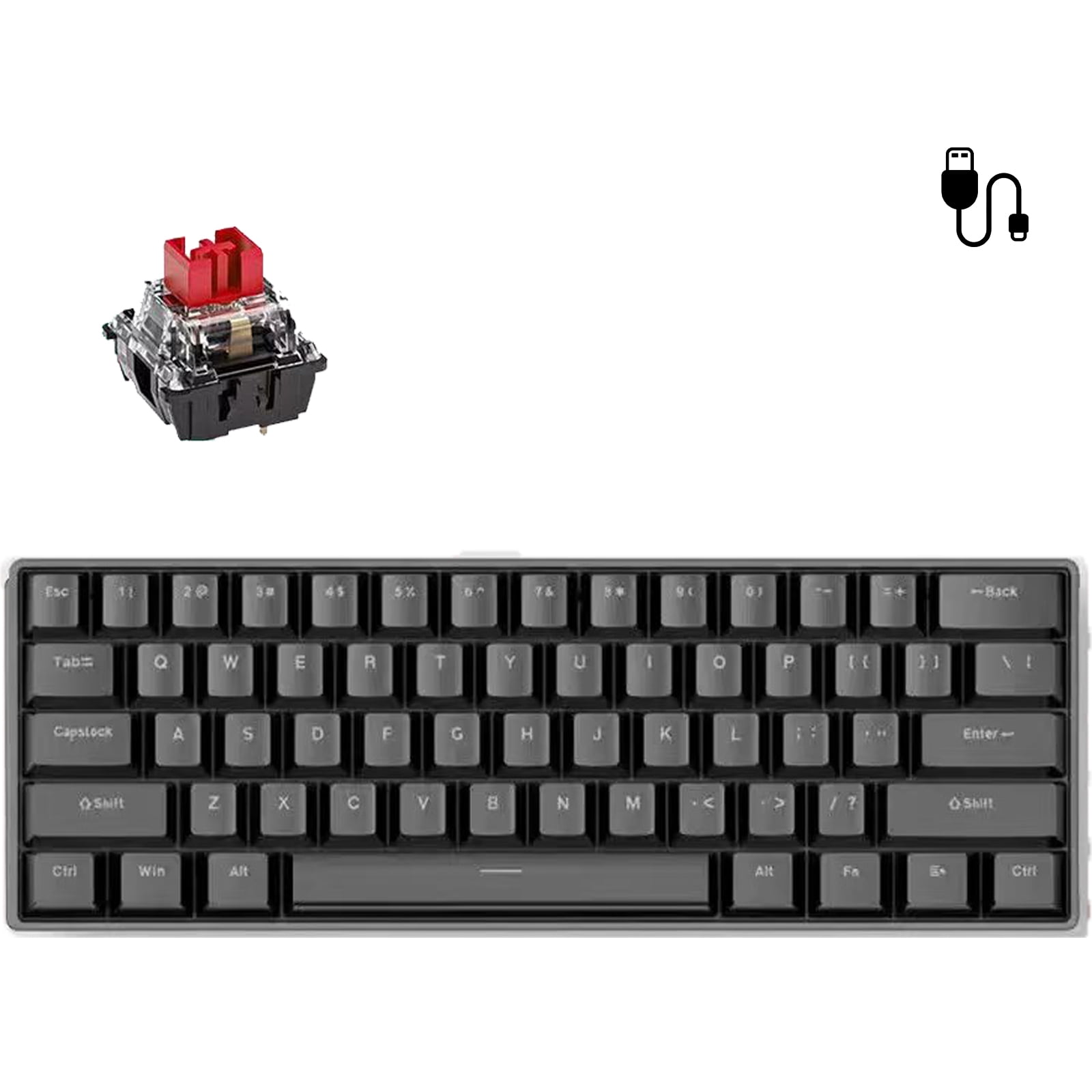 Compact 60%/65% Wired Mechanical Keyboard - Hot-Swappable Gaming ...