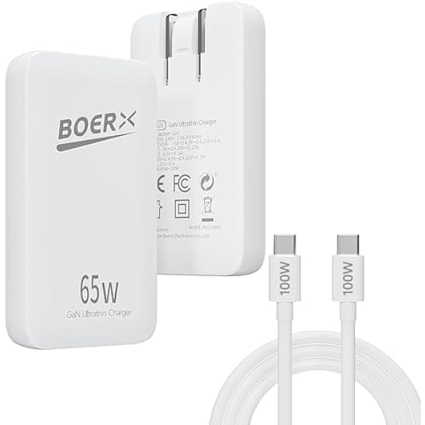 Compact 65W Gallium Nitride USB C Charger - Ultra-Thin USB Charger Dual ...