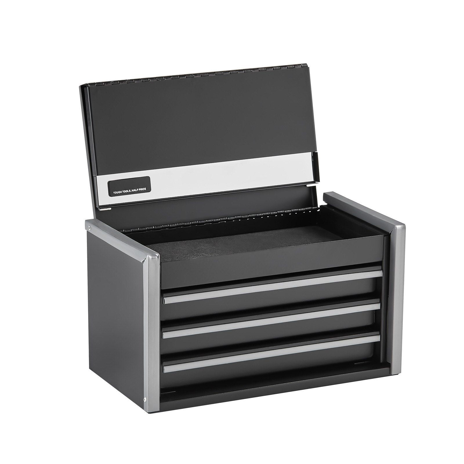 Compact 8.6-inch Metal Tool Box with 3 Drawers, Black Portable Tool ...