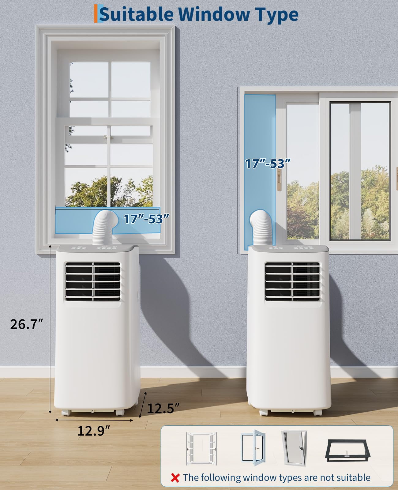 Compact 8000 BTU Portable Air Conditioner, 3-In-1 Unit With Fan and ...