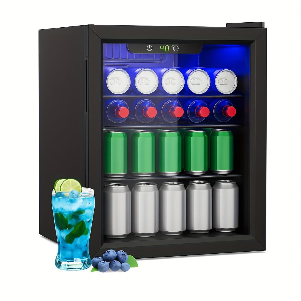 Compact 95 Can/2.6 Cubic Foot Beverage Fridge With Glass Door For Soda ...