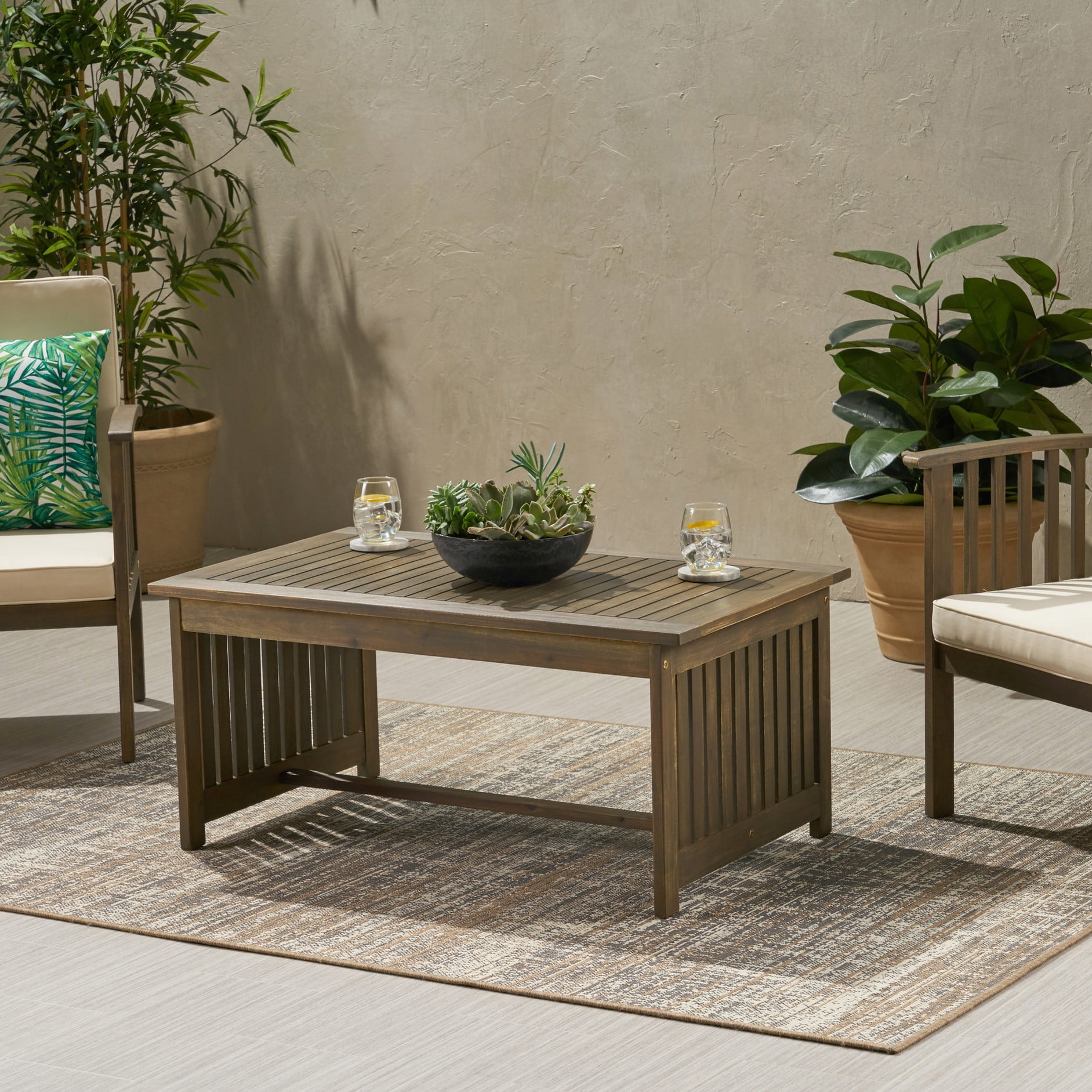Compact Acacia Table | Update Lackluster Seating | Patio Deck - Walmart.com