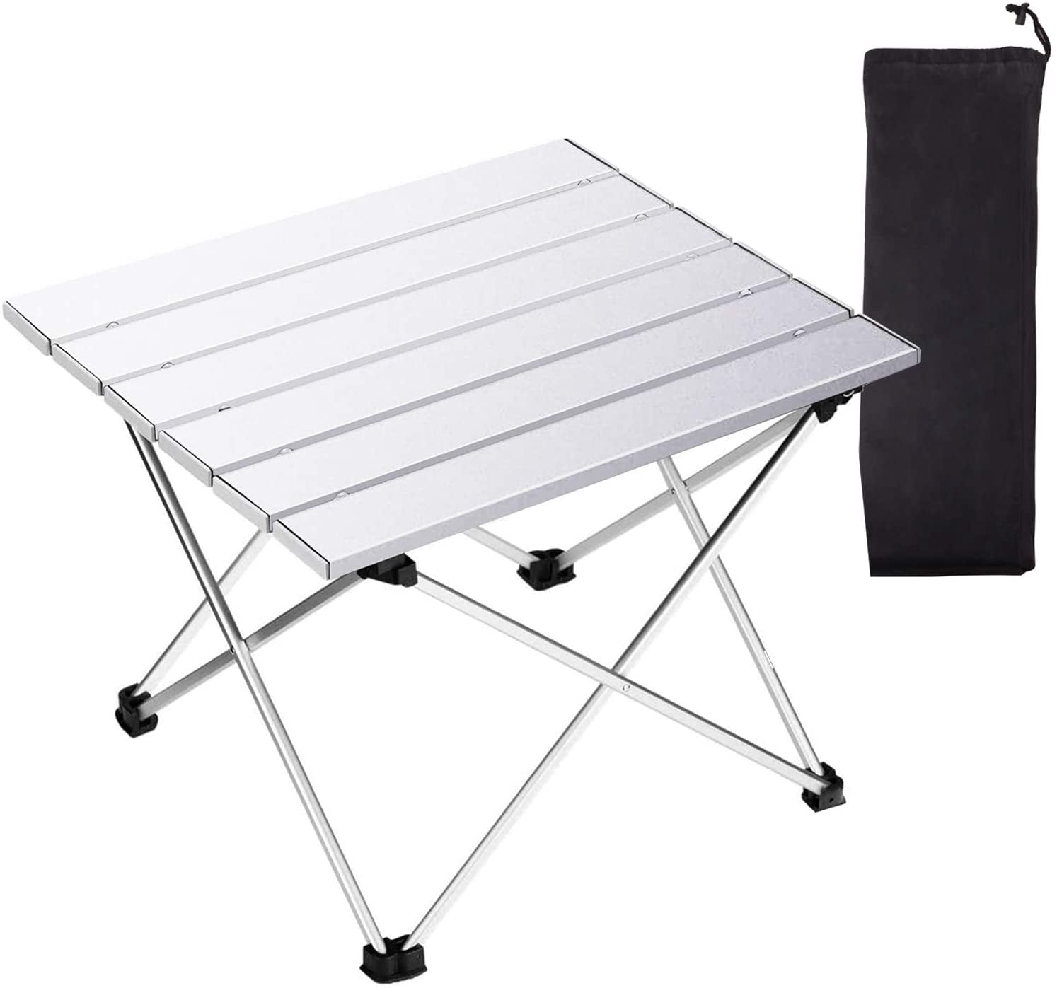 Compact Aluminum Camping Table (Small, Silver) - Foldable Side Table ...