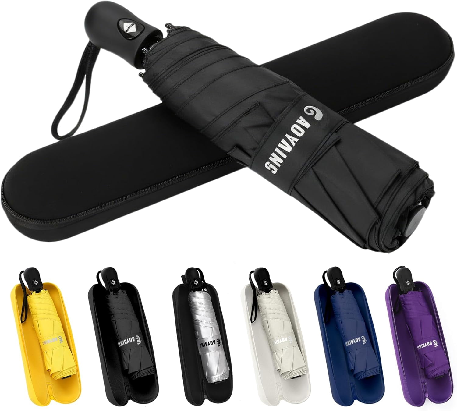 Compact Automatic Travel Umbrella with Case, Mini Small Folding Sun UV ...