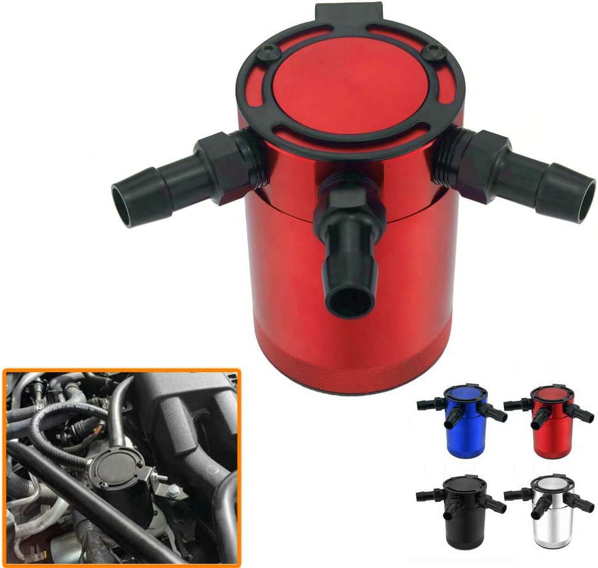 Compact Baffled 3-Port Oil Catch Can+ 0.41'' 10.3mm Oil Drain Cock ...
