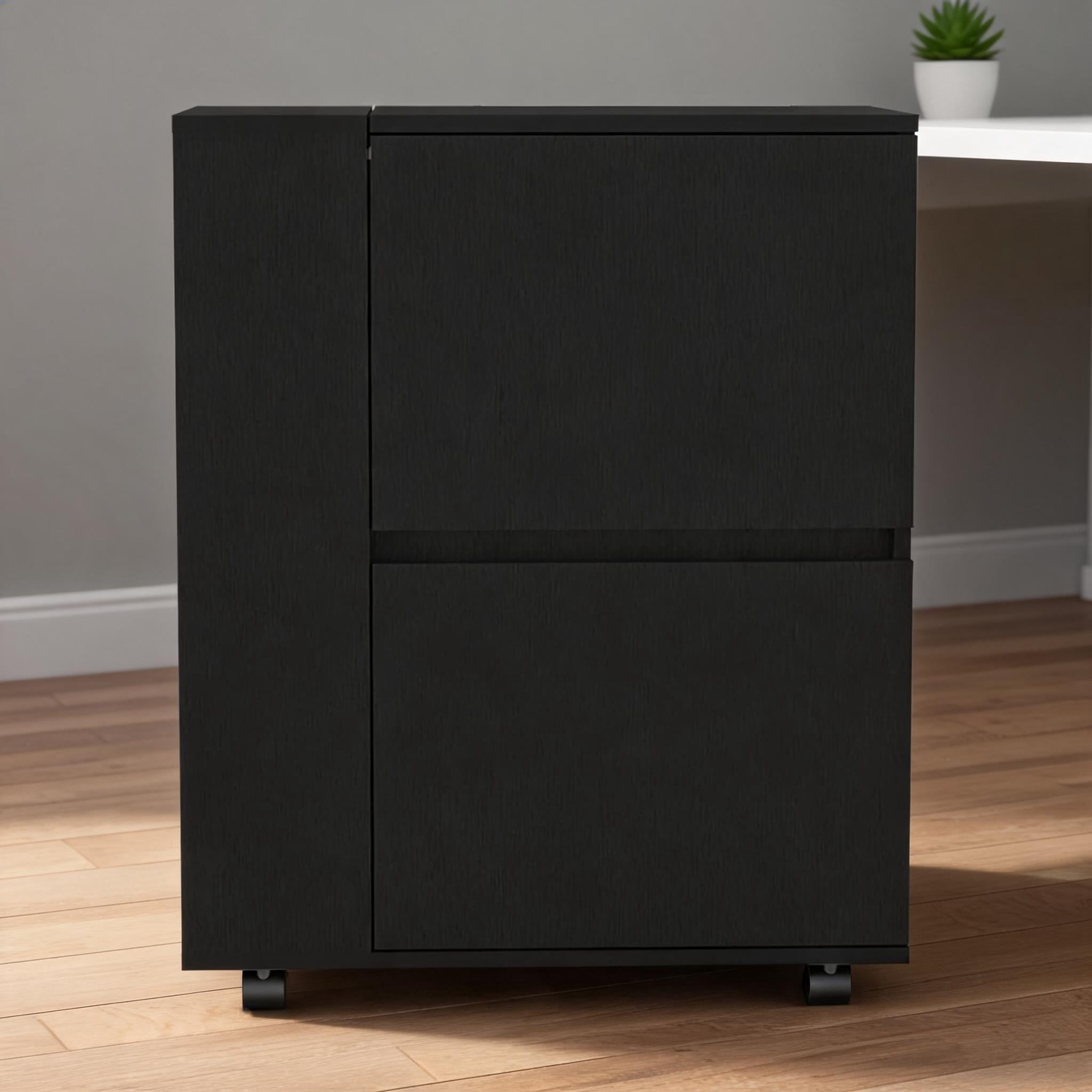 Compact Bar Cart with Dual Cabinet Storage, Mobile Serving Cart ...