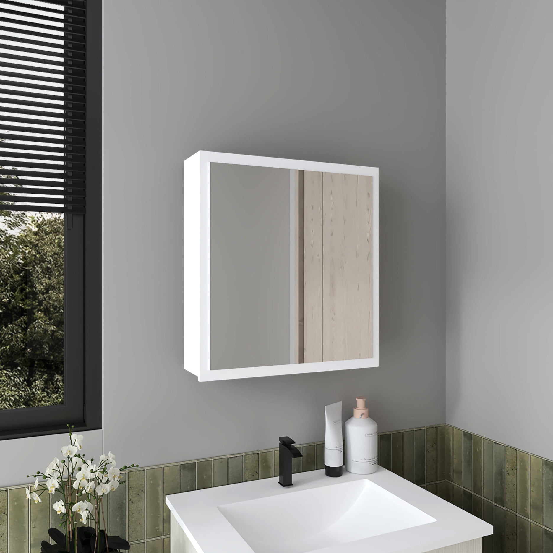 Compact Bathroom Cabinet | 1 Door and Mirror for Toiletries | CARB ...