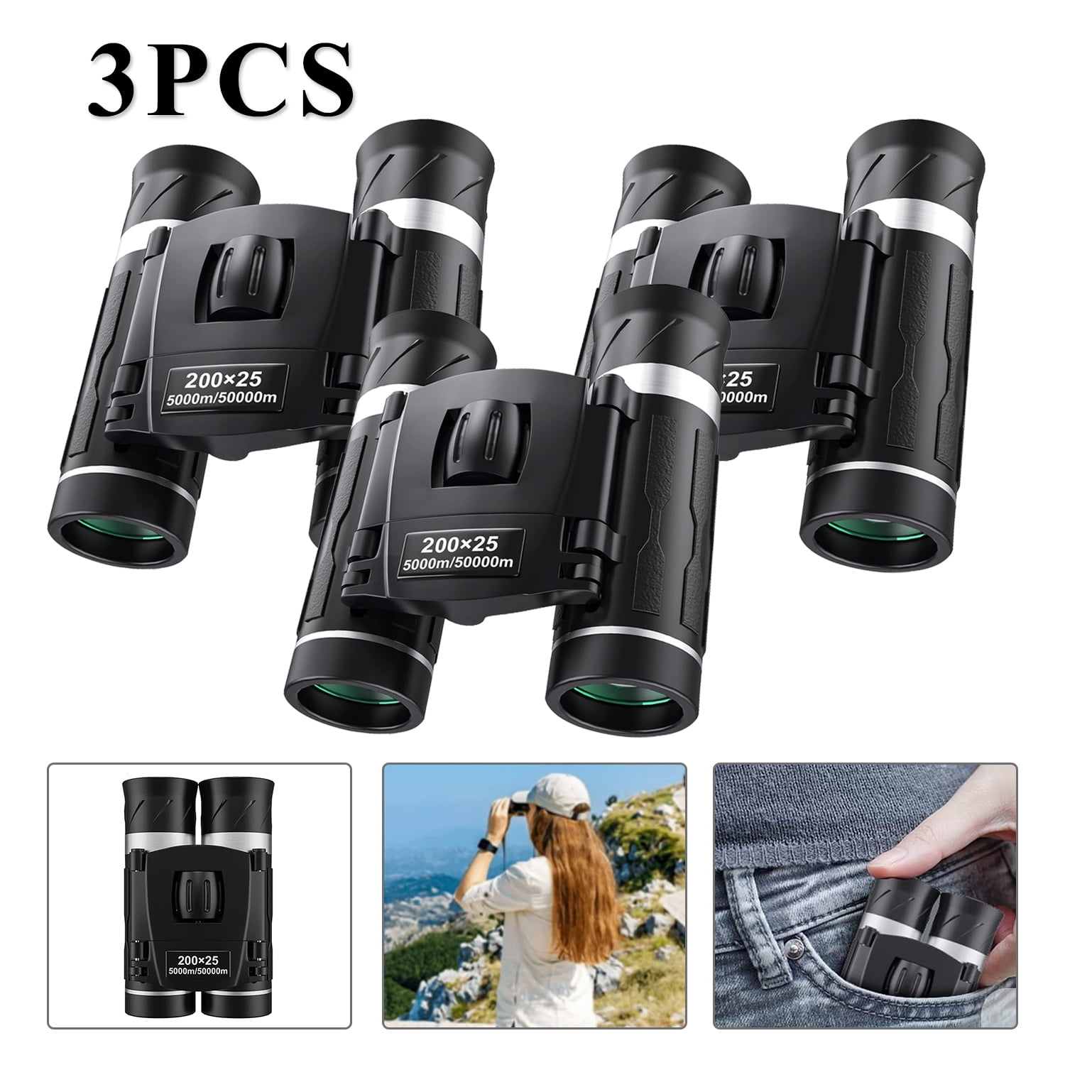 Compact Binoculars,200x25 High Powered Mini Pocket Binoculars,for Bird ...