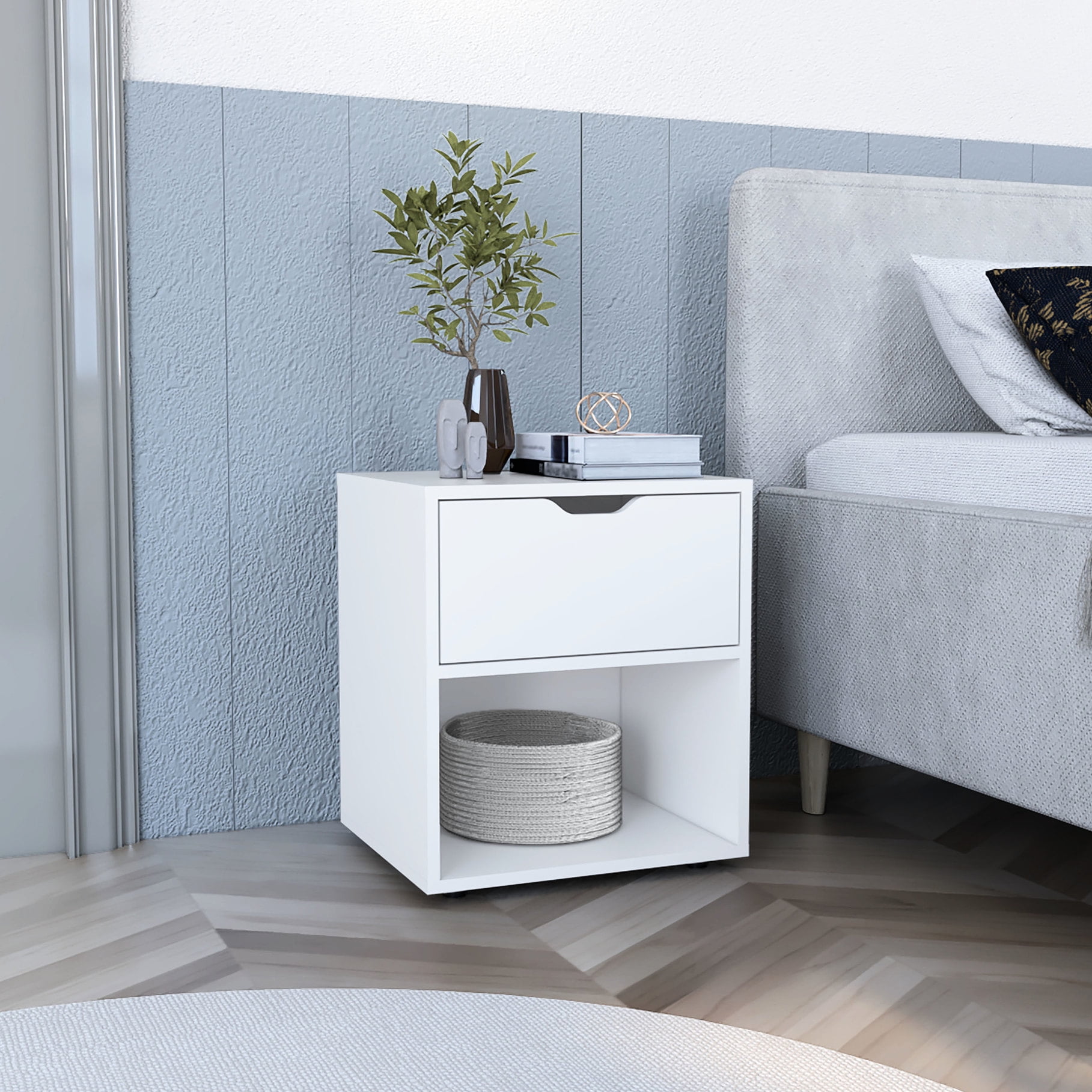 Compact Build & White Aesthetic - Hallway Accent Table, Enhances Visual ...