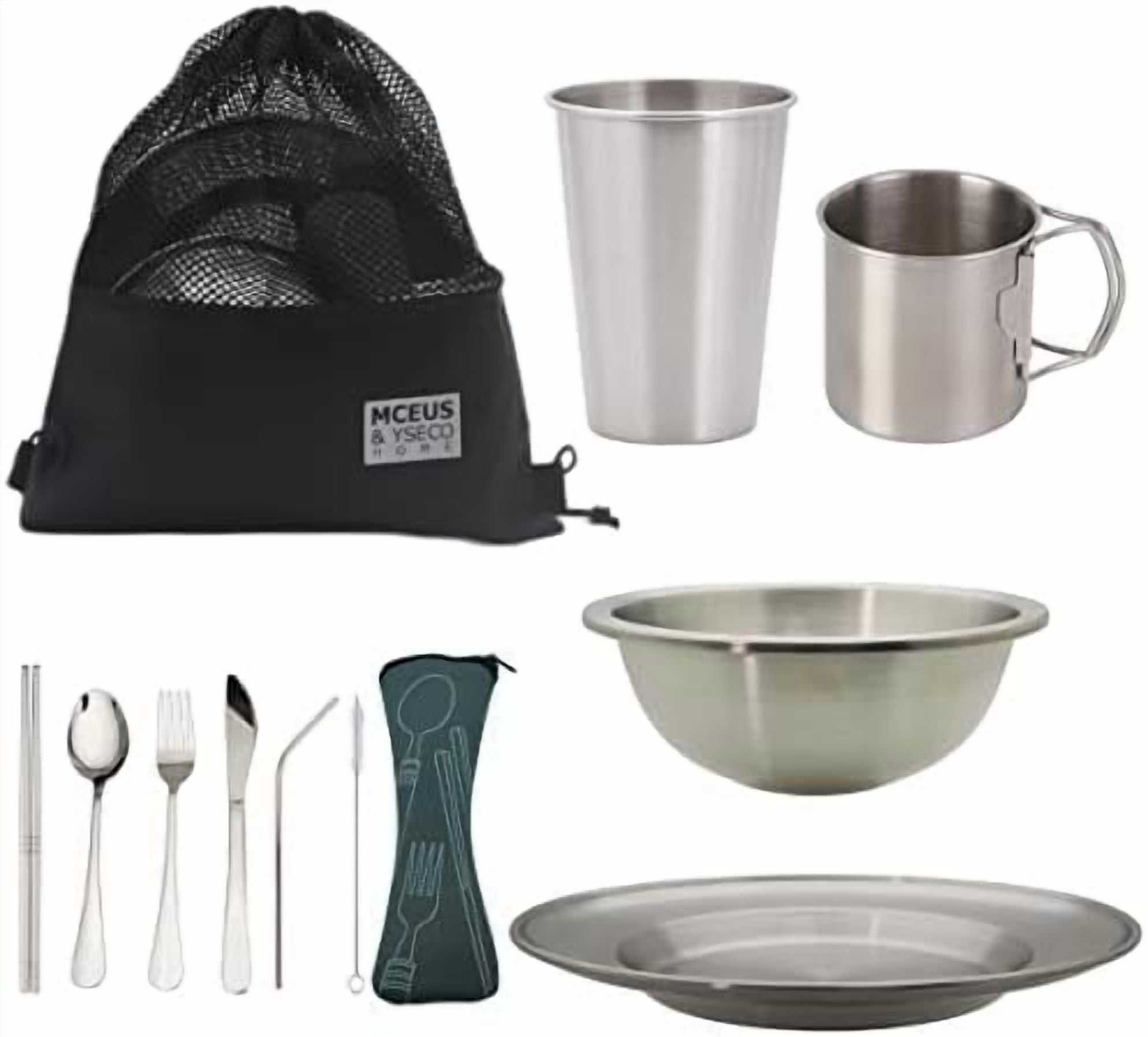 Compact Camping Mess Kit for 1 Person, Reusable Camping Dish Set ...