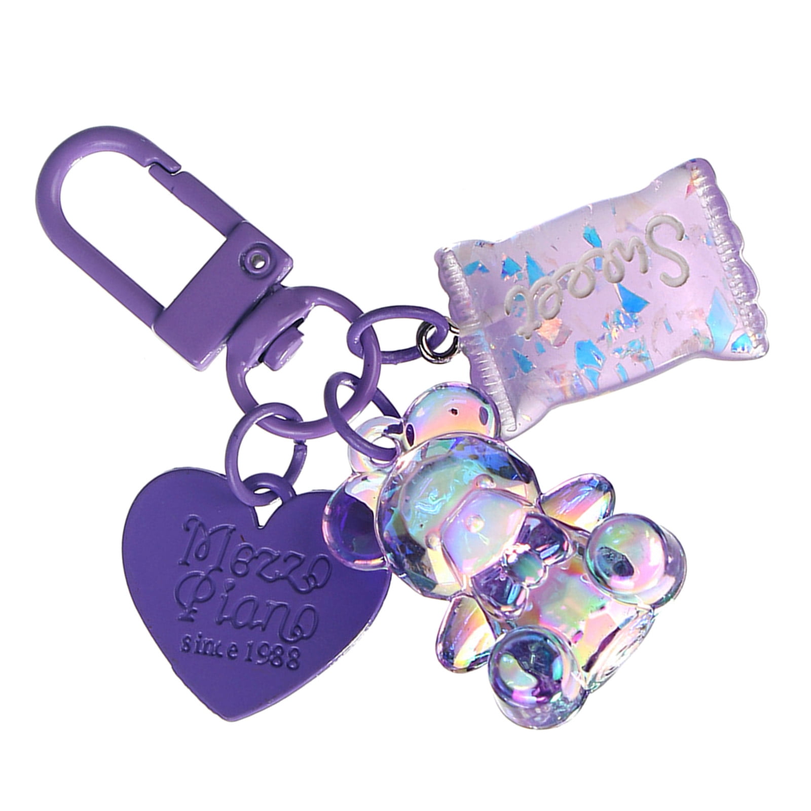 Compact Candy Keychain Accessory Lovely Heart Keyring with Bear Candy ...